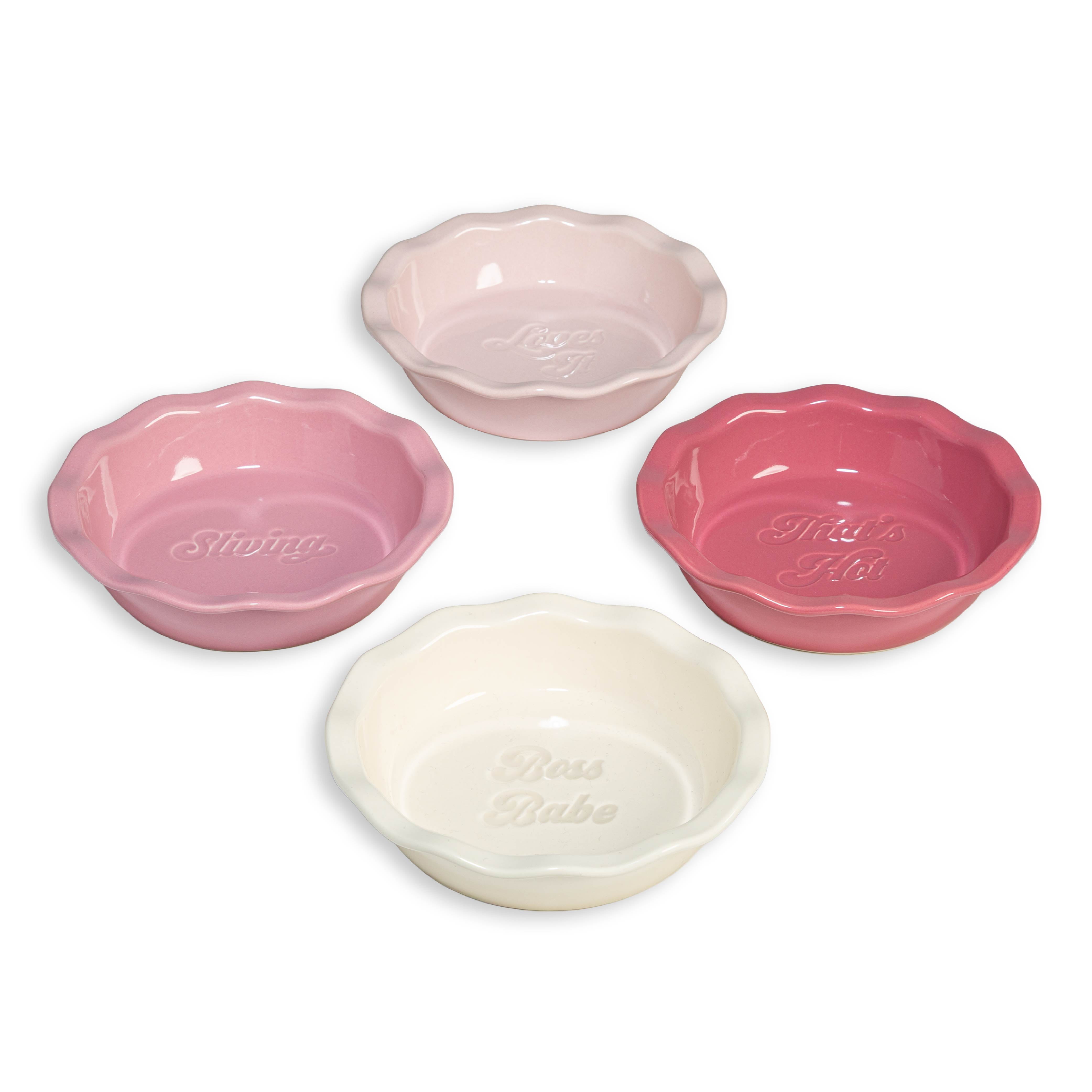 Paris Hilton 4-Piece Ceramic Mini Pie Dish Set, 4.5-in Round Individual ...