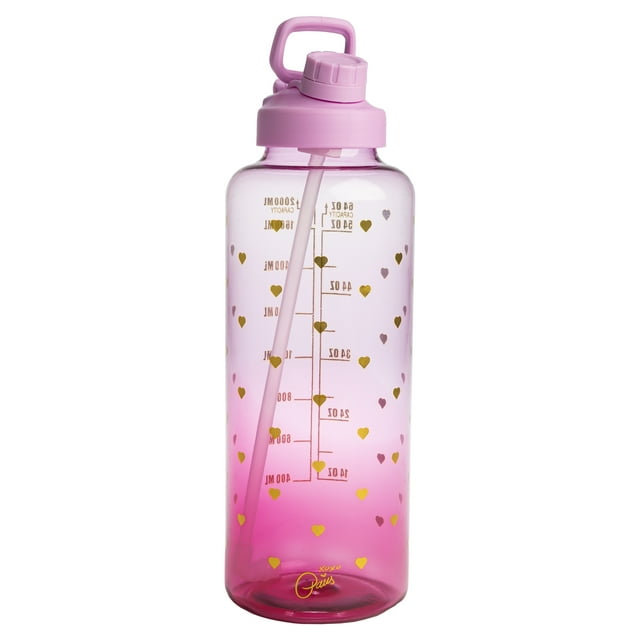 Paris Hilton Motivational Water Bottle with Removable Straw, 64-Ounce ...