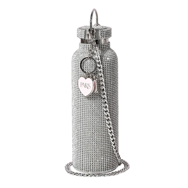Paris Hilton Rhinestone Stainless Steel Water Bottle with Carry Strap ...