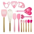 Paris Hilton Silicone Kitchen Utensil Set, 20 Pcs, Heart Measuring Cups ...