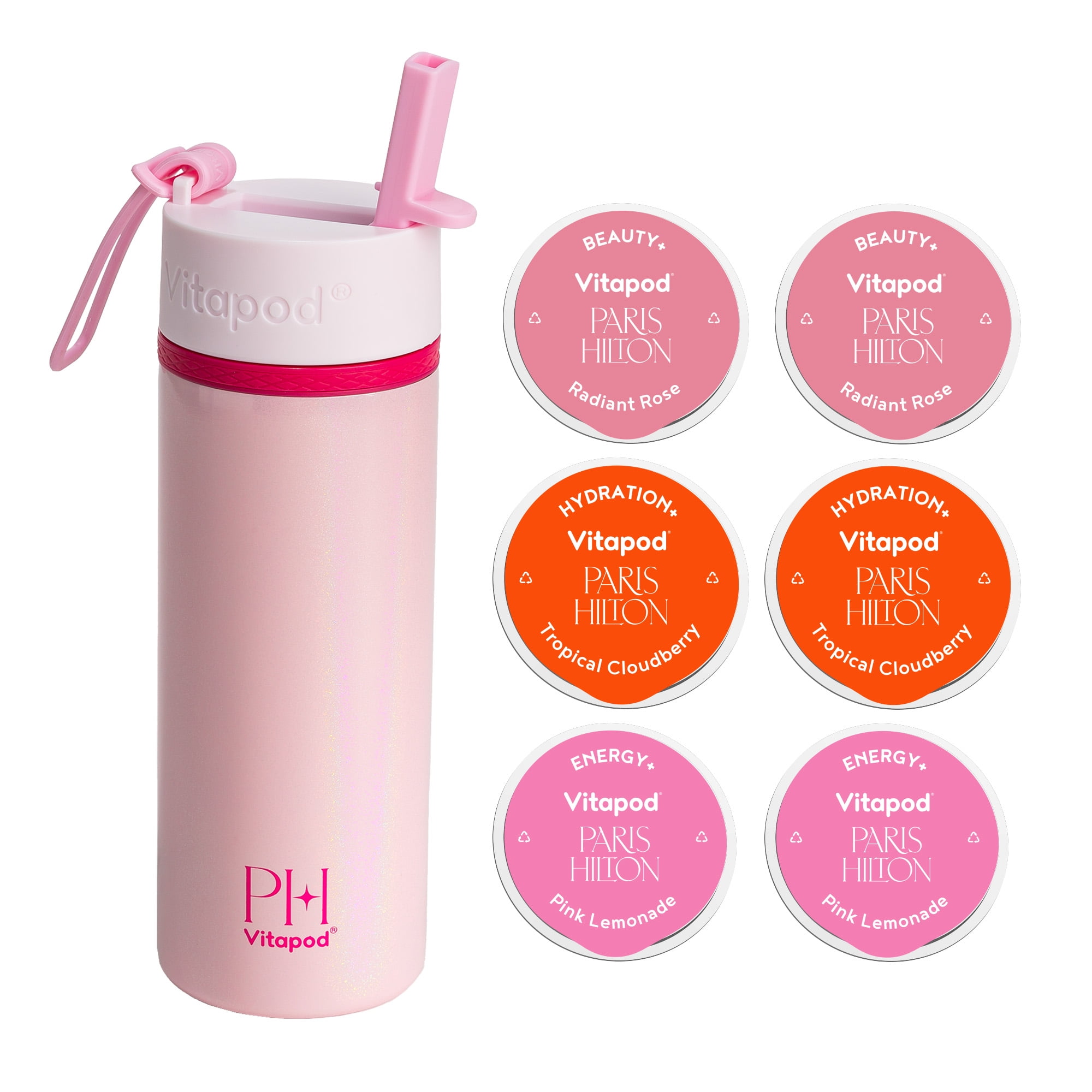 Paris Hilton Wellness System in That's Hot Pink, 22oz Insulated Water ...