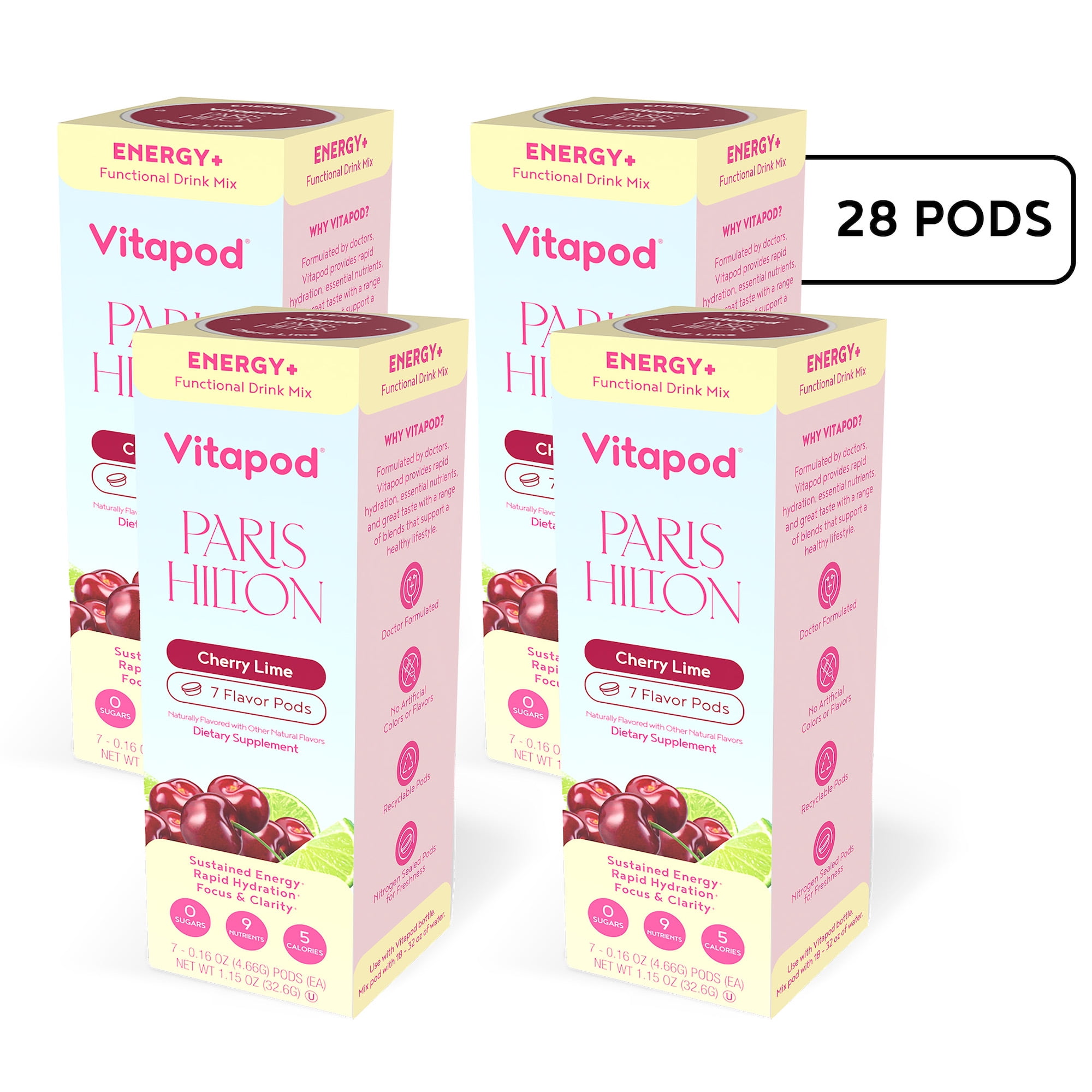 Paris Hilton x Vitapod Energy+ Cherry Lime Functional Drink Mix, 28 ...