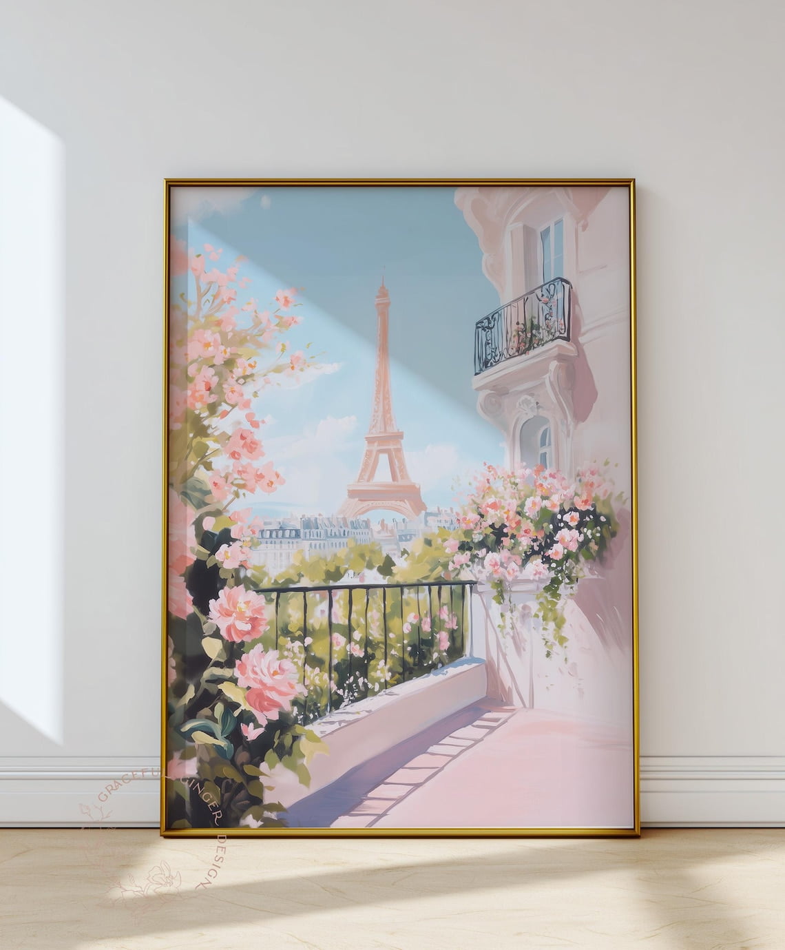 Paris In Spring Art Print, Eiffel Tower, Pink Pastel Decor Home Decor ...