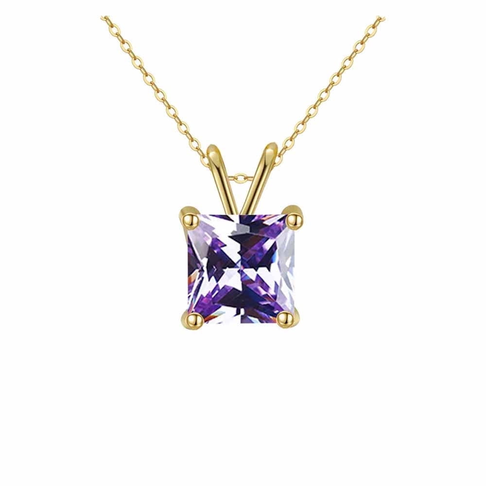 Paris Jewelry 14K Yellow Gold Necklace Princess Created Alexandrite 18 ...