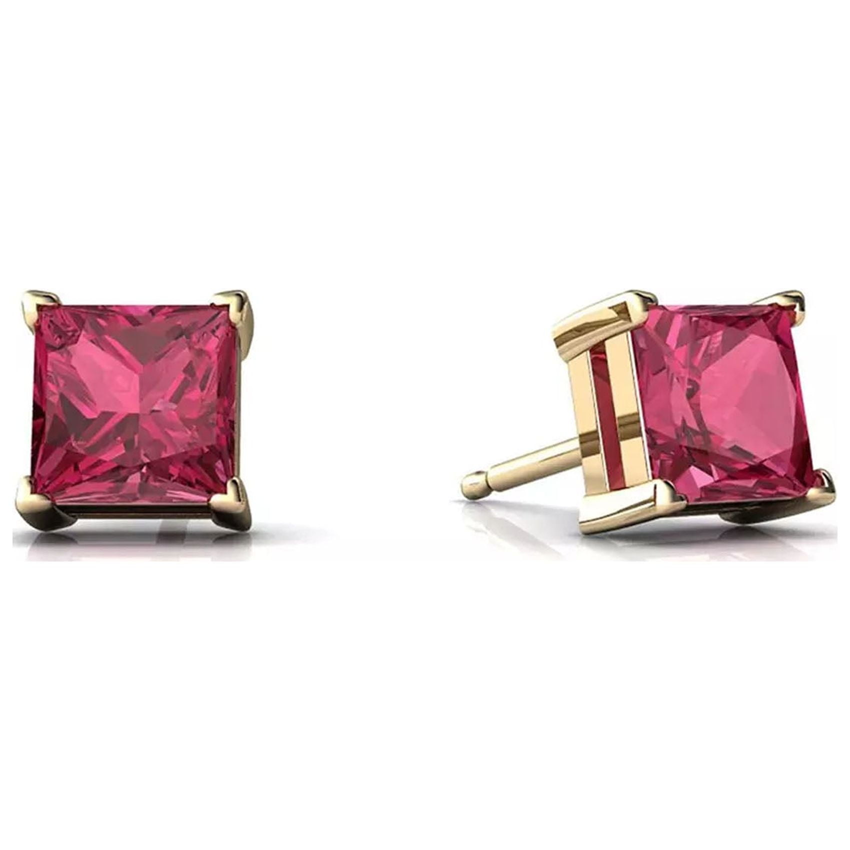 Paris Jewelry 14k Yellow Gold 2Ct Princes Cut Ruby Stud Earrings Plated ...