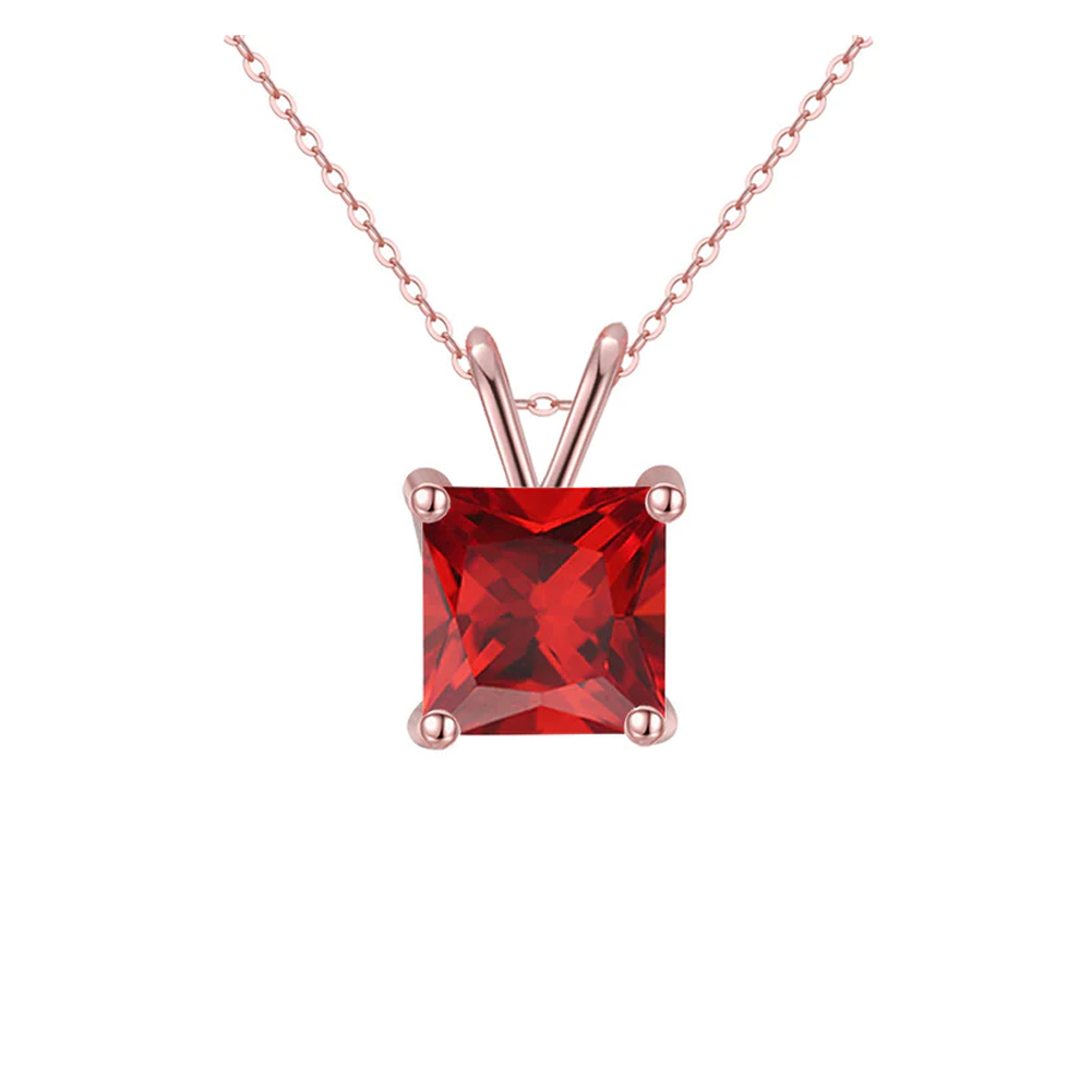 Paris Jewelry 18K Rose Gold 2 Carat Created Ruby Princess Stud Necklace ...