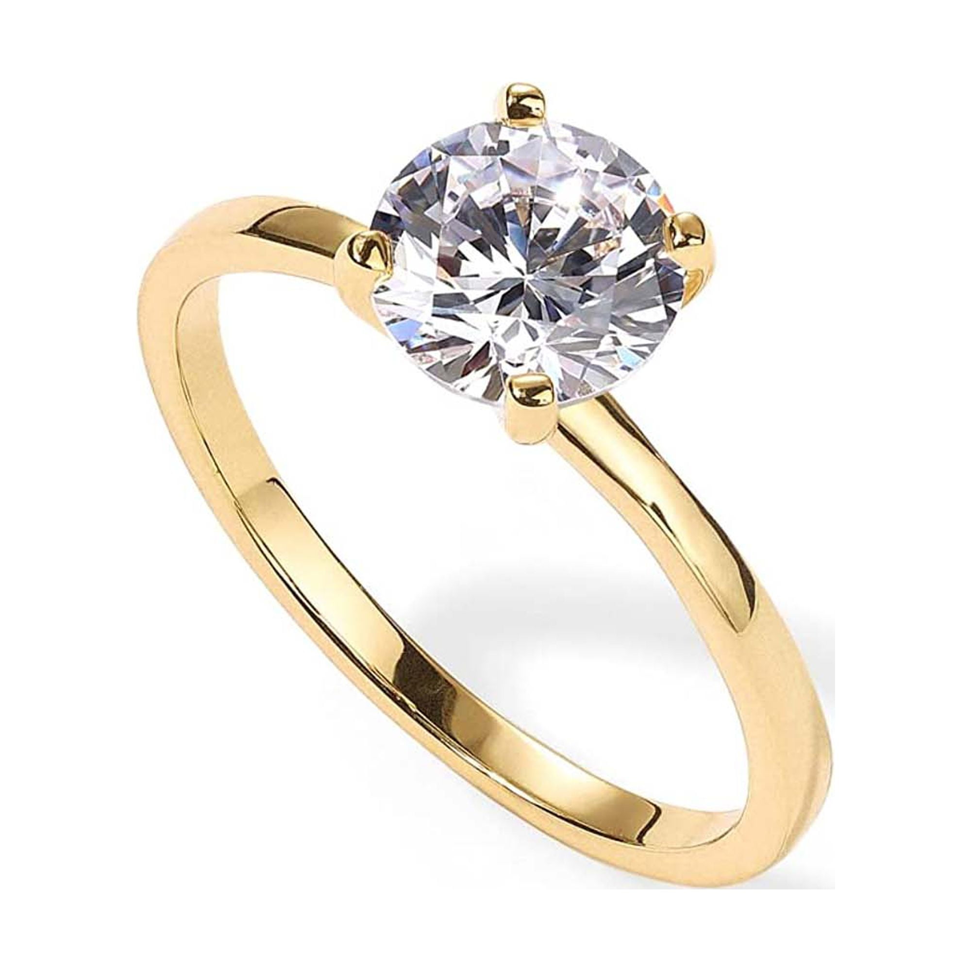 Paris Jewelry 18K Yellow Gold 4ct Created White Sapphire Round Engagement Wedding Ring Plated ...