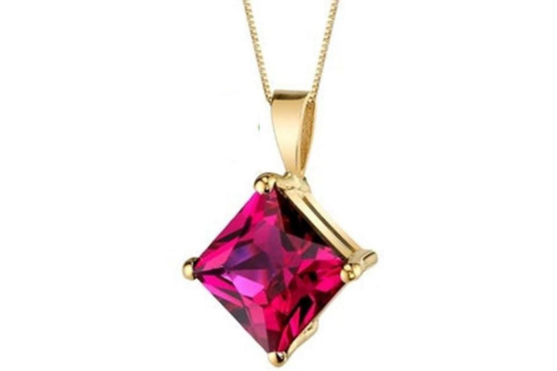 Paris Jewelry 18K Yellow Gold Created Ruby Princess Cut 3 Carat CZ 18 ...