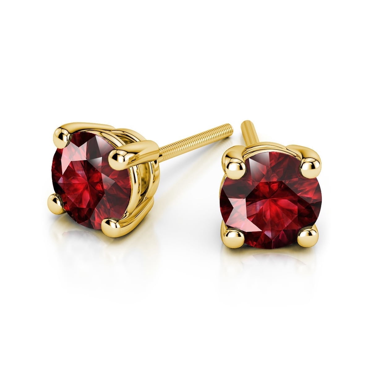 Paris Jewelry 18k Yellow Gold 1 Ct Round Created Ruby Stud Earrings ...