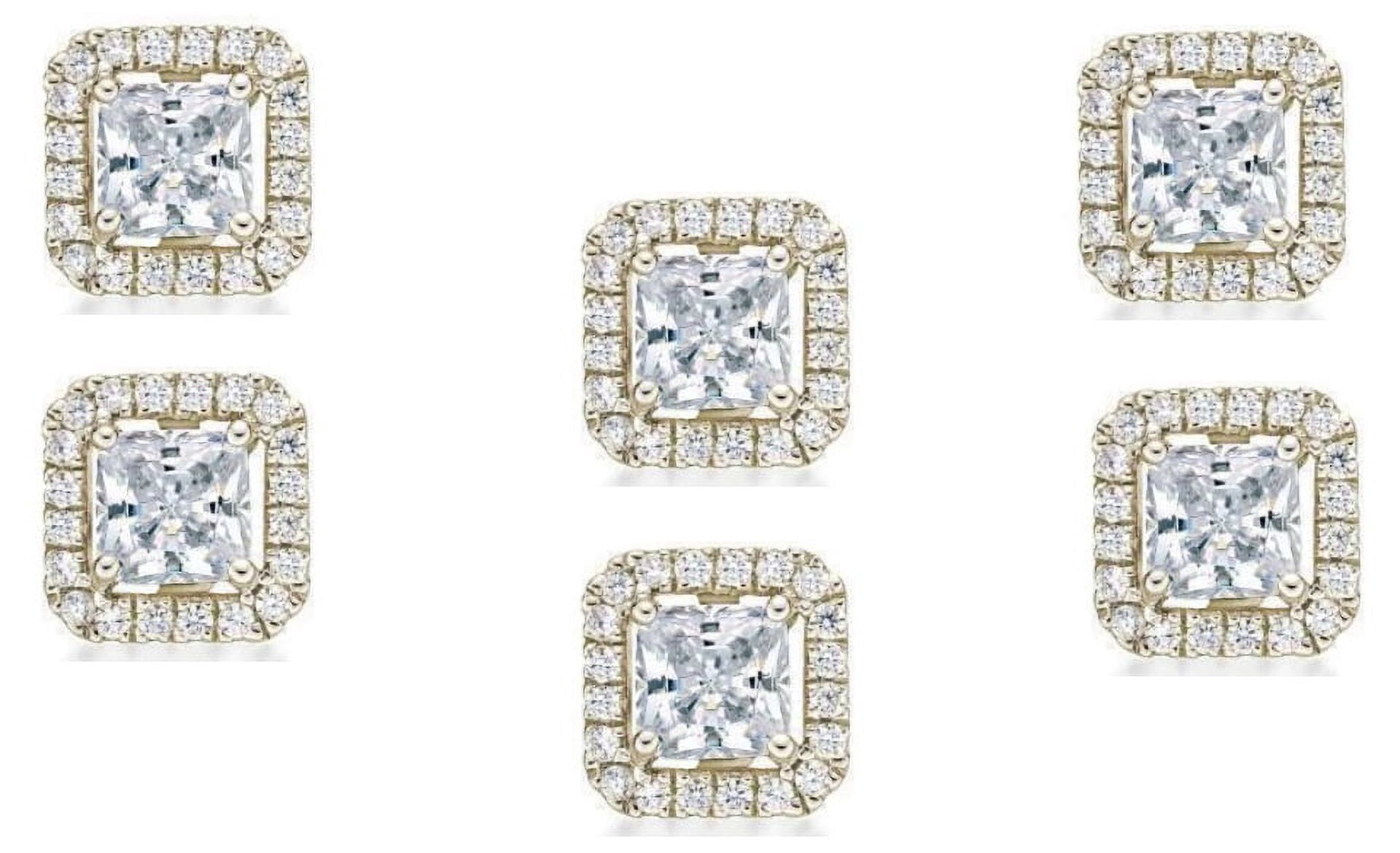 Paris Jewelry 18k Yellow Gold 4Ct Princess Cut White Sapphire Set of ...