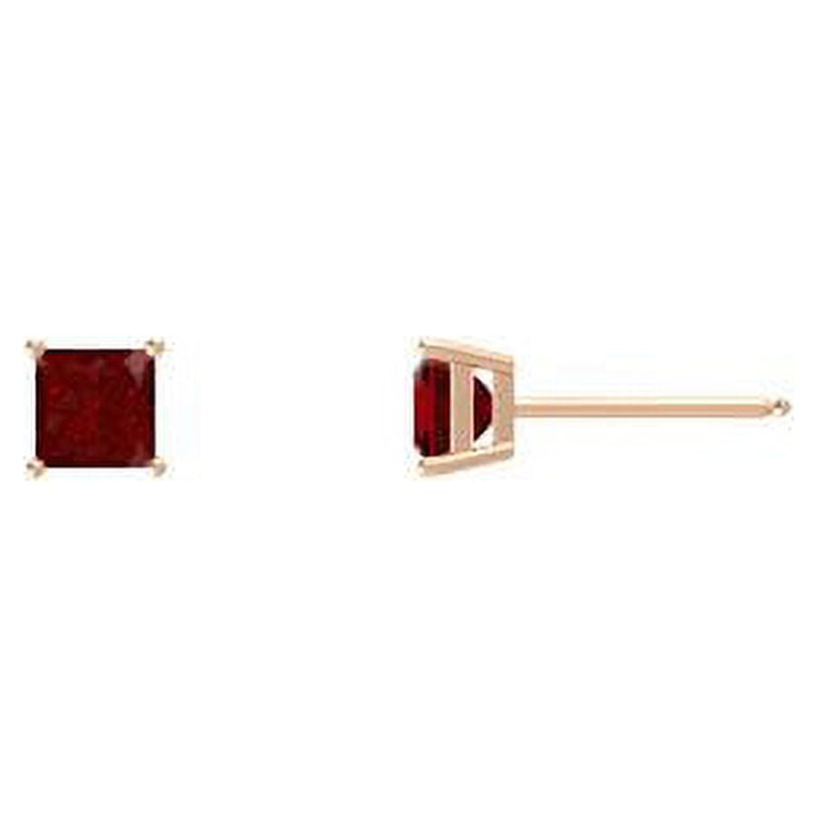 Paris Jewelry 24k Rose Gold 2 Ct Ruby Square Cut Stud Earrings Plated ...