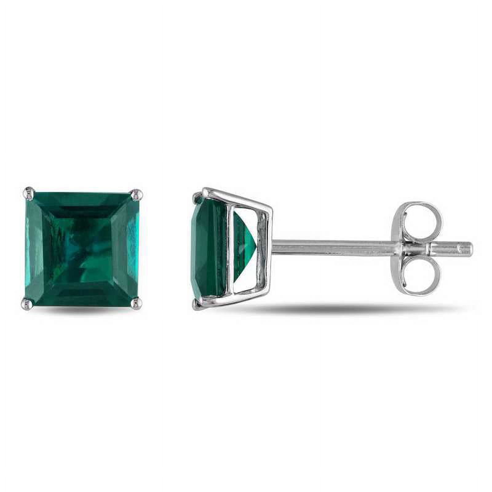 Paris Jewelry 24k White Gold 2 Ct Emerald Square Cut Stud Earrings ...