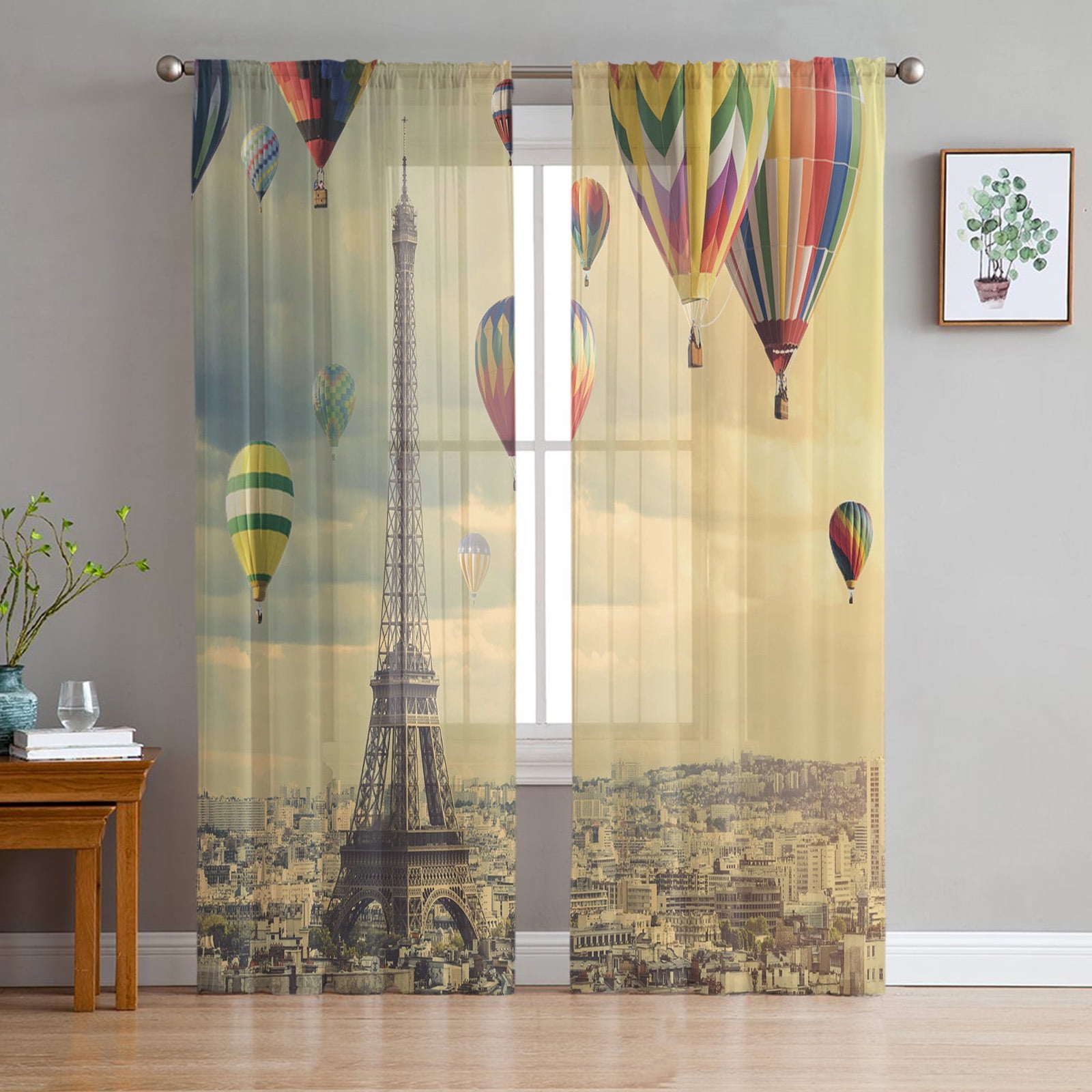 Paris Landscape Building Balcony Sheer Window Curtains for Bedroom ...