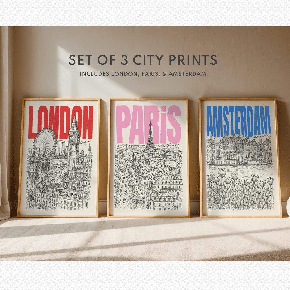 Paris London Amsterdam Travel City Modern Poster Prints , Poster Only ...
