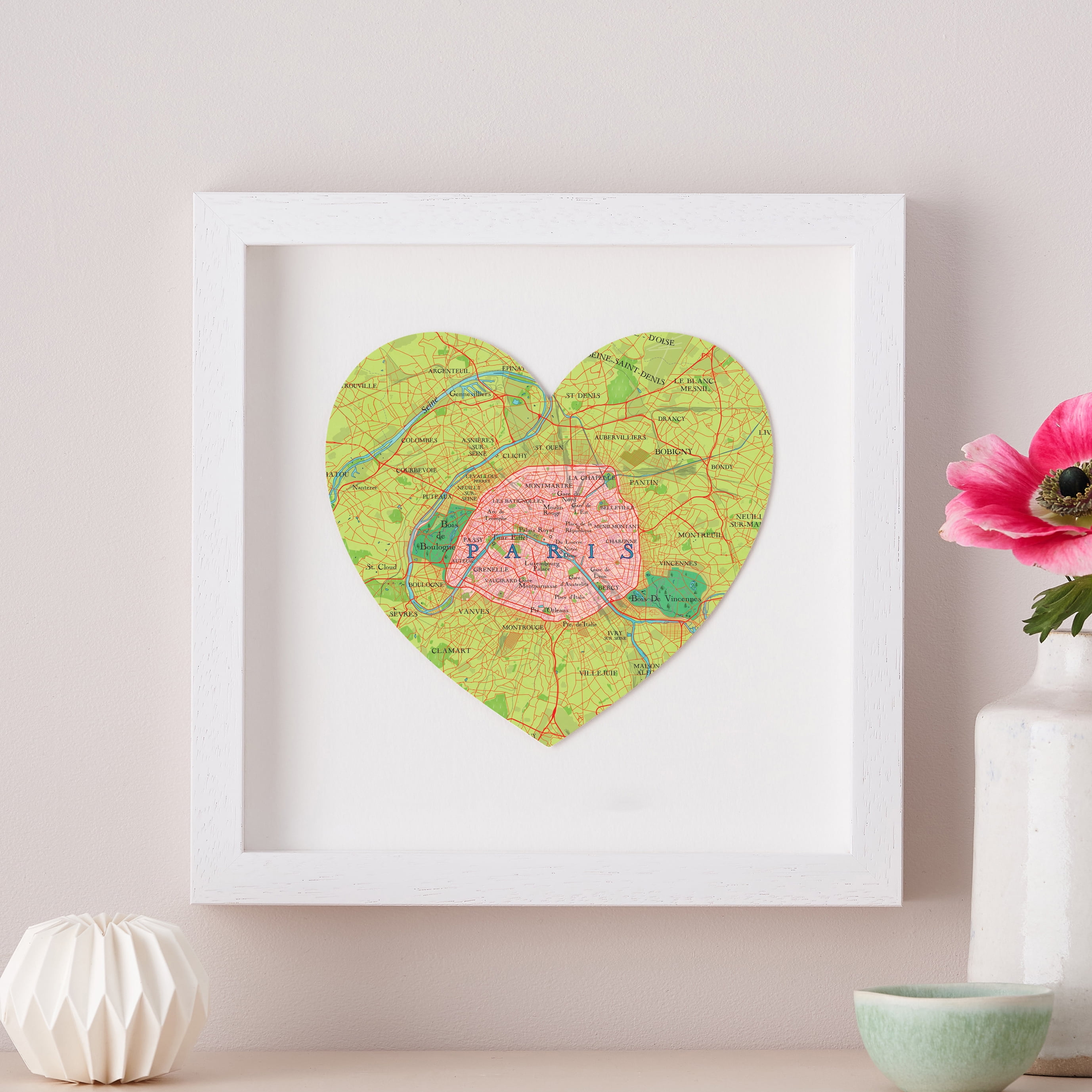 Paris Map Heart Print Handmade Wall Art - Walmart.com