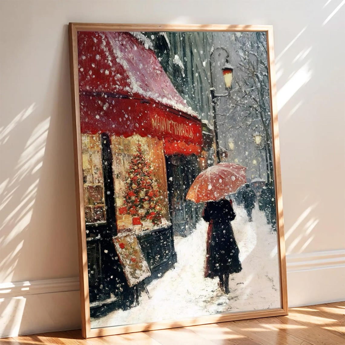 Paris Market Poster: Winter Snow Scene Poster, Unframed Poster Size ...