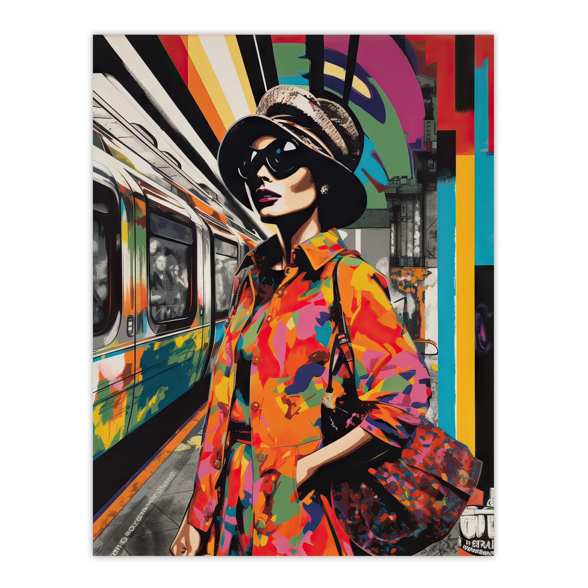 Paris Metro Parisian Fashion Collage Artwork Rainbow Train Station ...