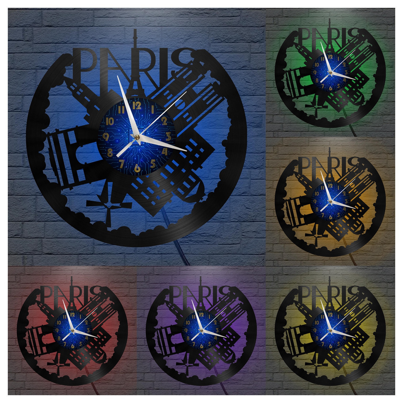 Paris Metropolis Vinyl Record Wall Clock for Kitchen Wall Decor Wall ...