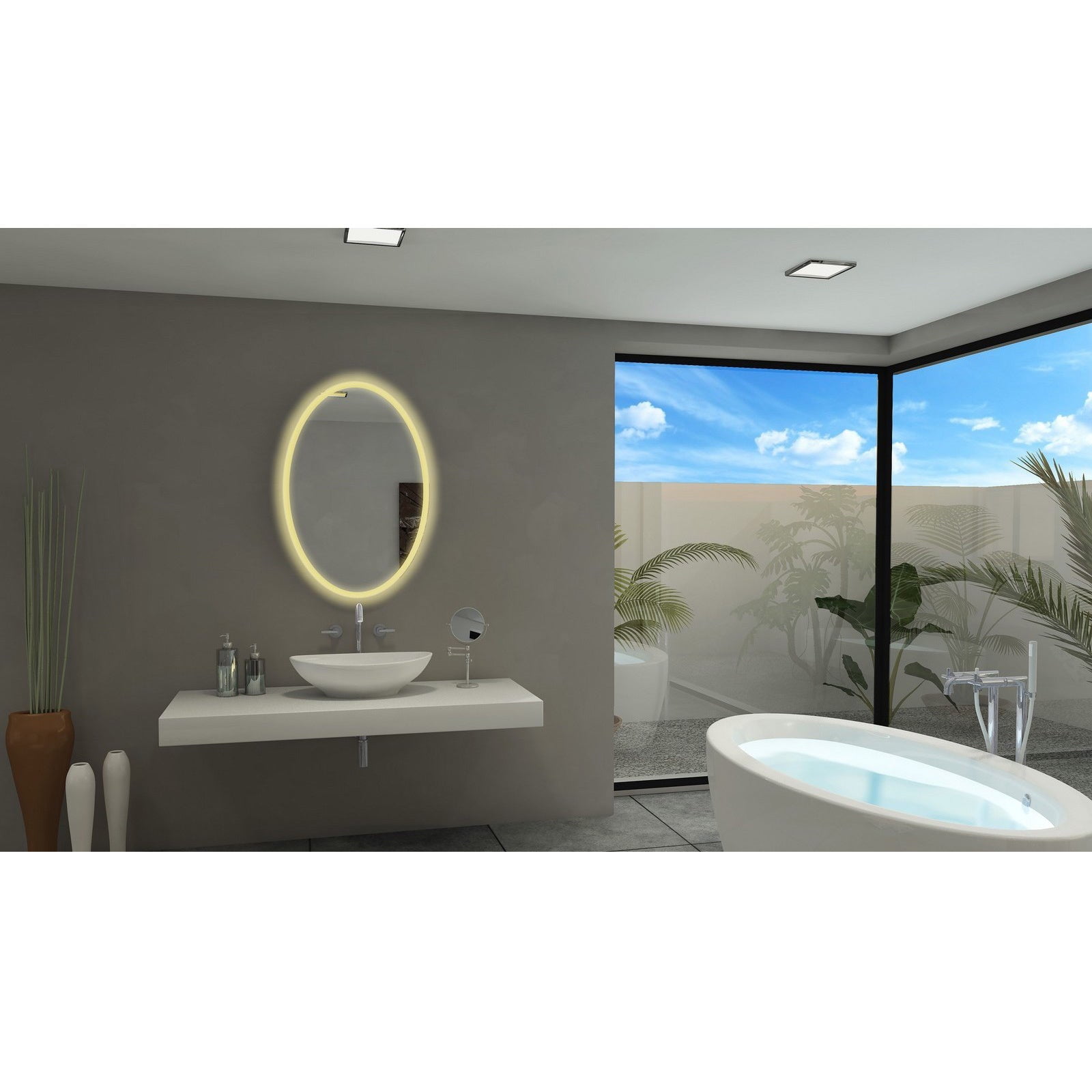 Paris Mirror OVAL24363000 24 x 36 in. Oval LED Backlight Mirror with ...