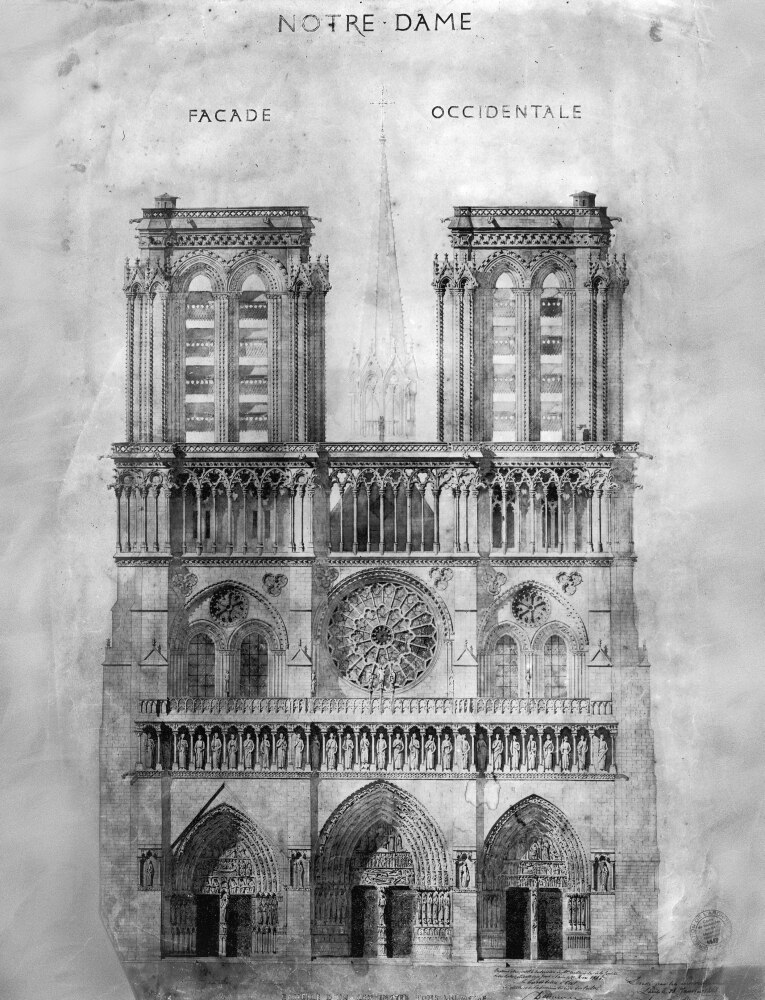 Paris Notre Dame, 1848. Nthe Western Facade Of Notre Dame Cathedral In Paris, France. Wash ...