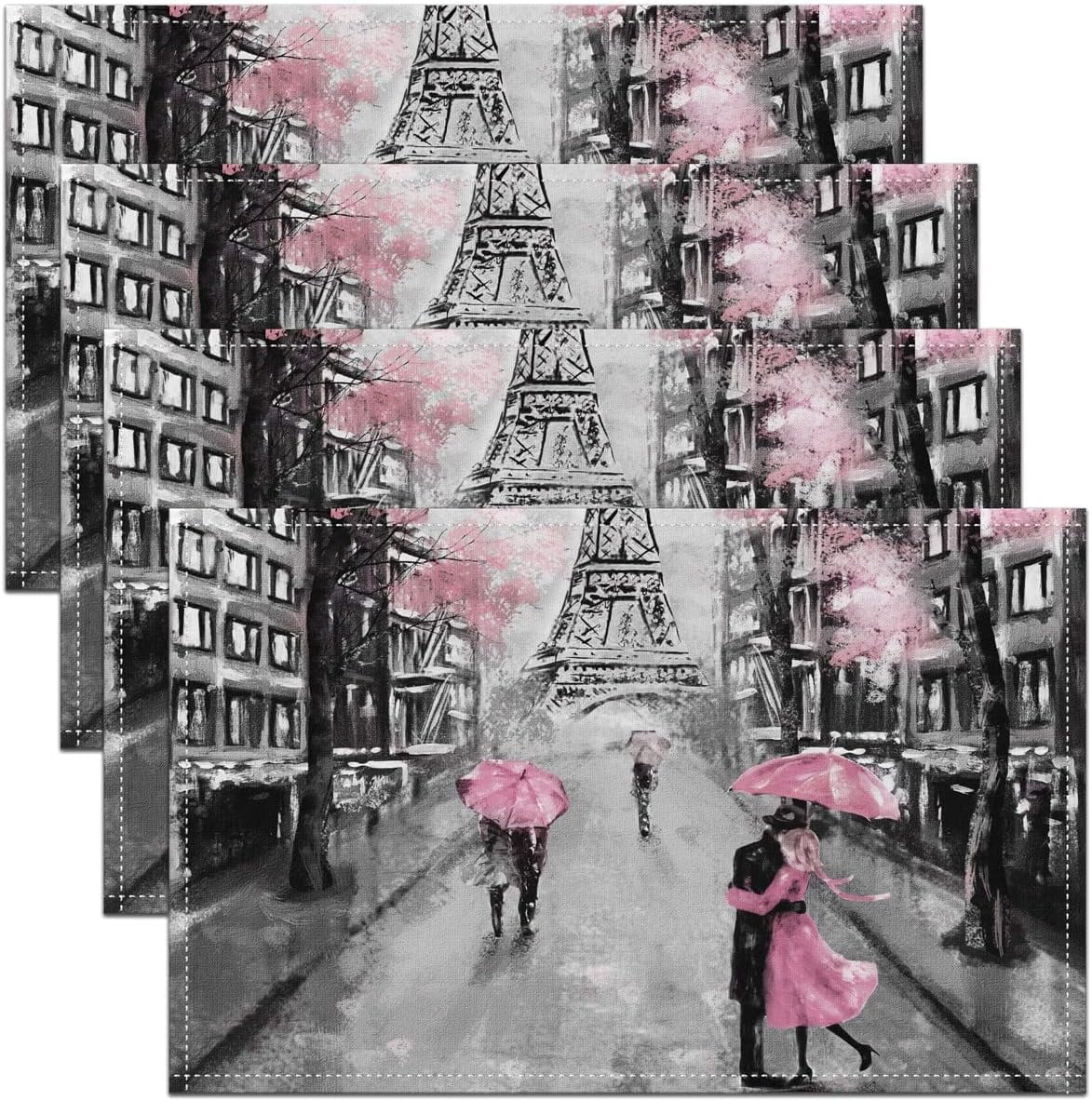 Paris Place Mats 12x18 Set of 4, French Eiffel Tower Placemats for ...