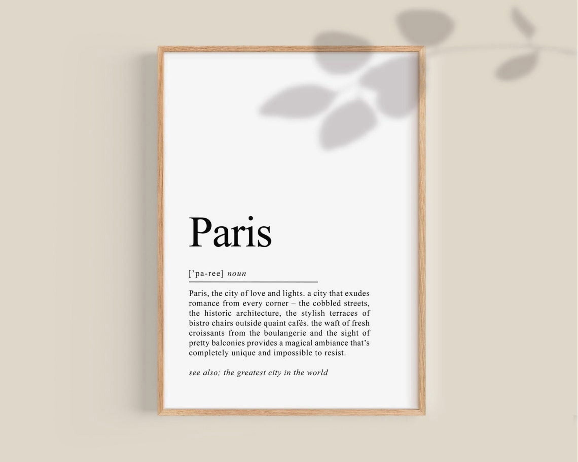 Paris Poster, Paris Souvenir, Paris Definition Poster, Frenh, City ...
