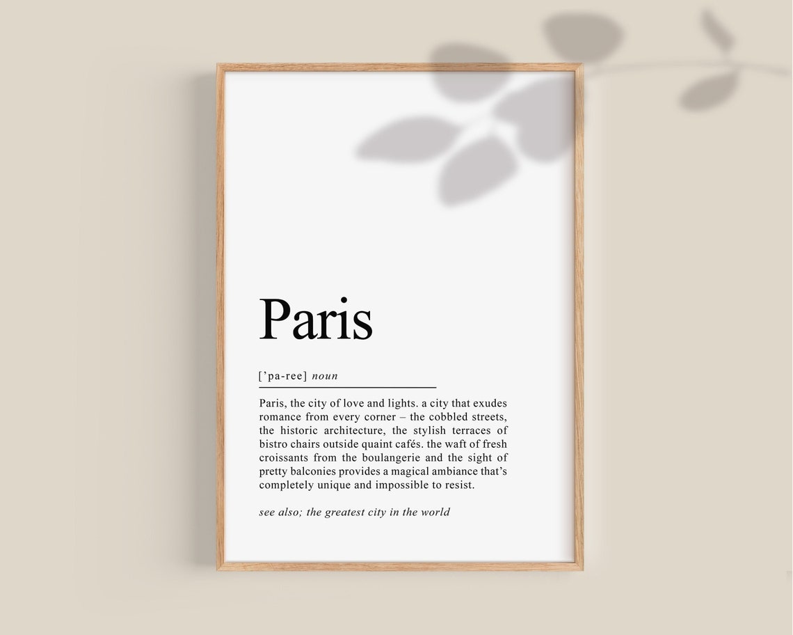 Paris Poster, Paris Souvenir, Paris Definition Poster, Frenh Gift, City ...