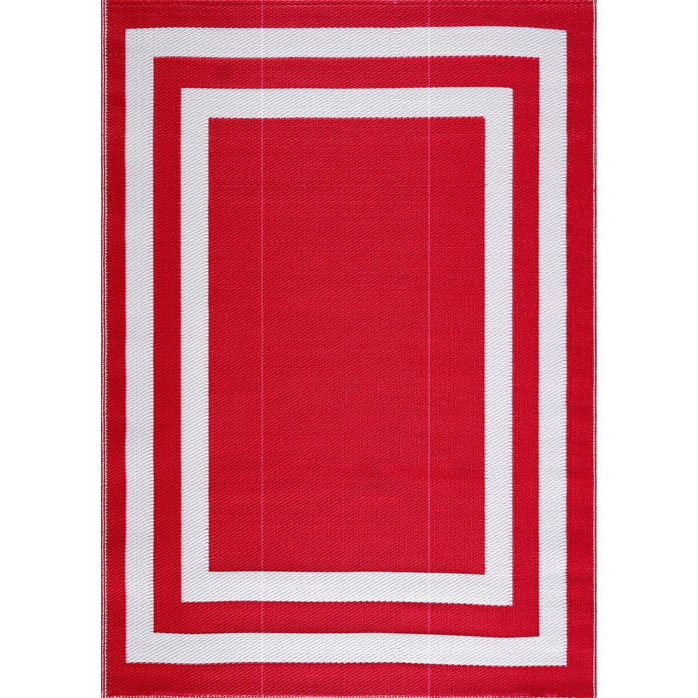 Paris Red and White 8 ft. x 10 ft. Folded Reversible Recycled Plastic ...