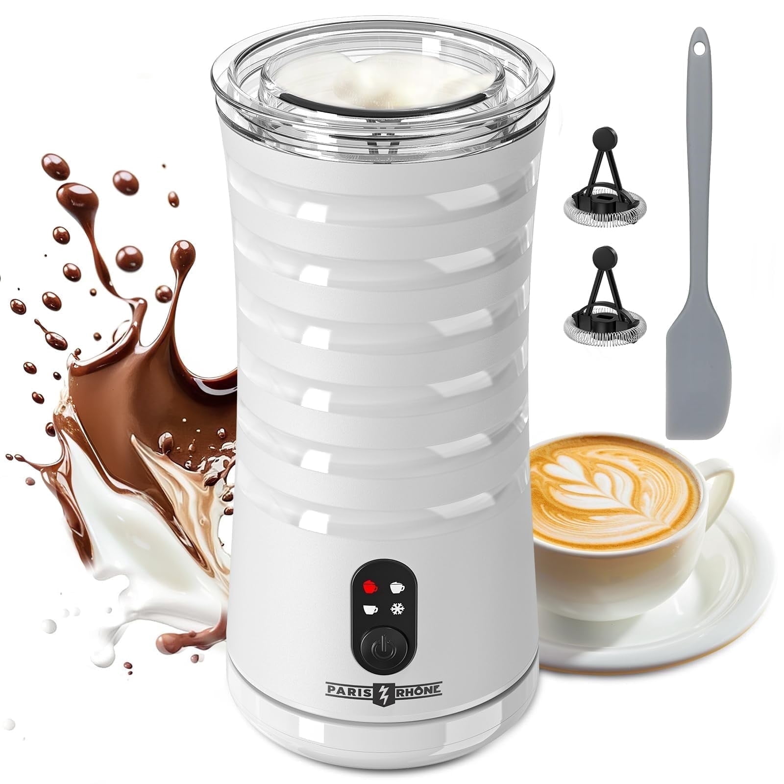 Paris Rhône Milk Frother 4-in-1 Electric Hot Cold Foam Maker with ...