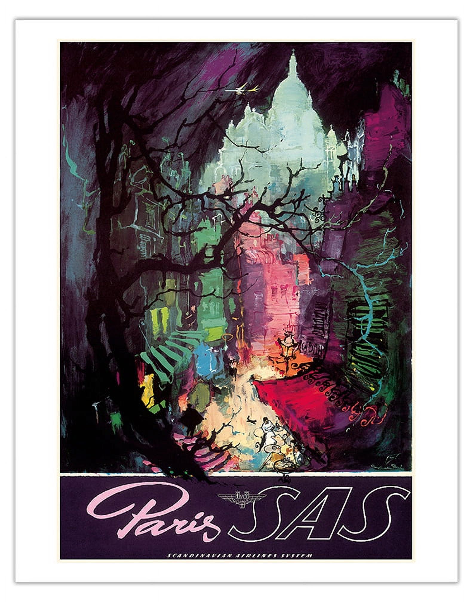 Paris - Scandinavian Airlines SAS - Vintage Airline Travel Poster by ...