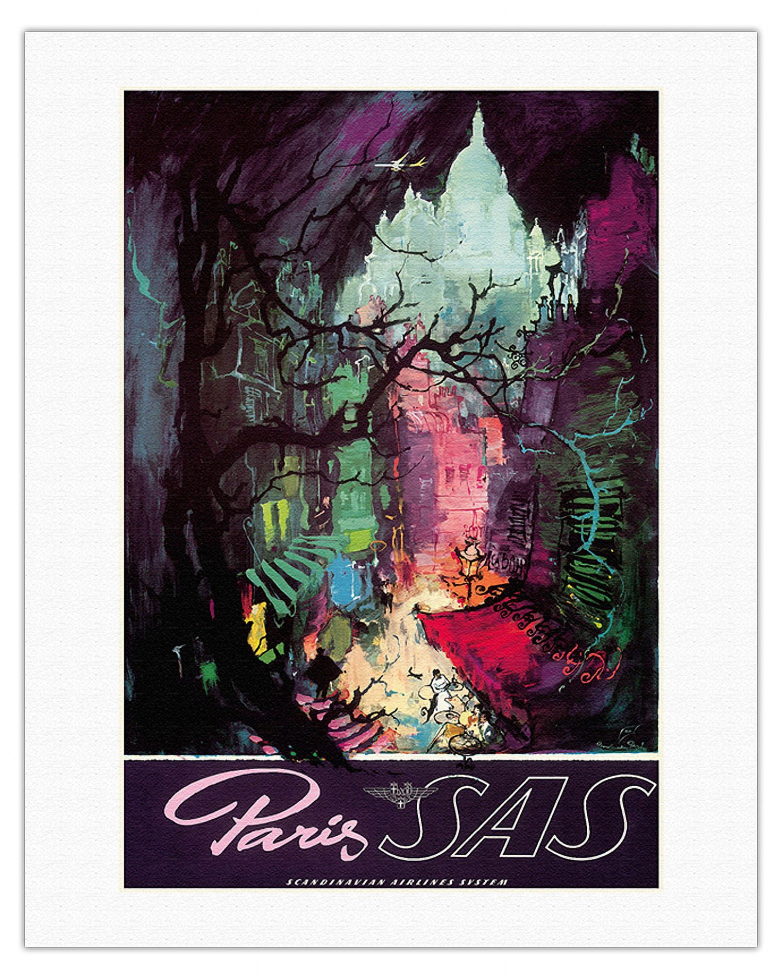Paris - Scandinavian Airlines SAS - Vintage Airline Travel Poster by ...