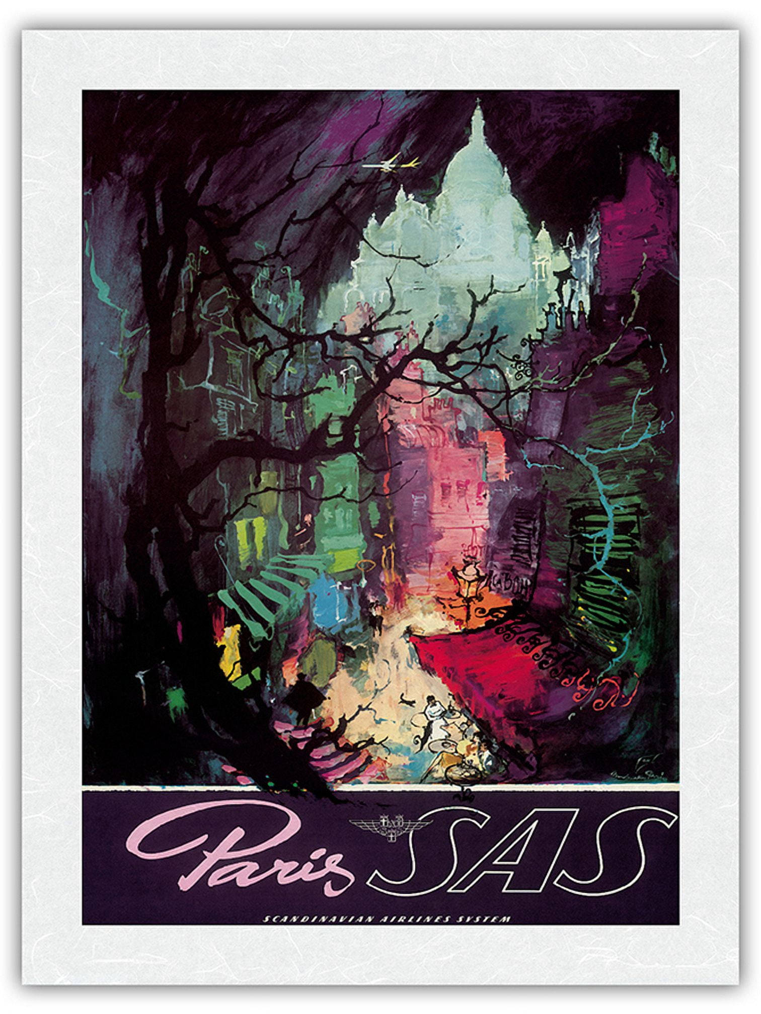 Paris - Scandinavian Airlines SAS - Vintage Airline Travel Poster by Otto Nielsen c.1950s ...