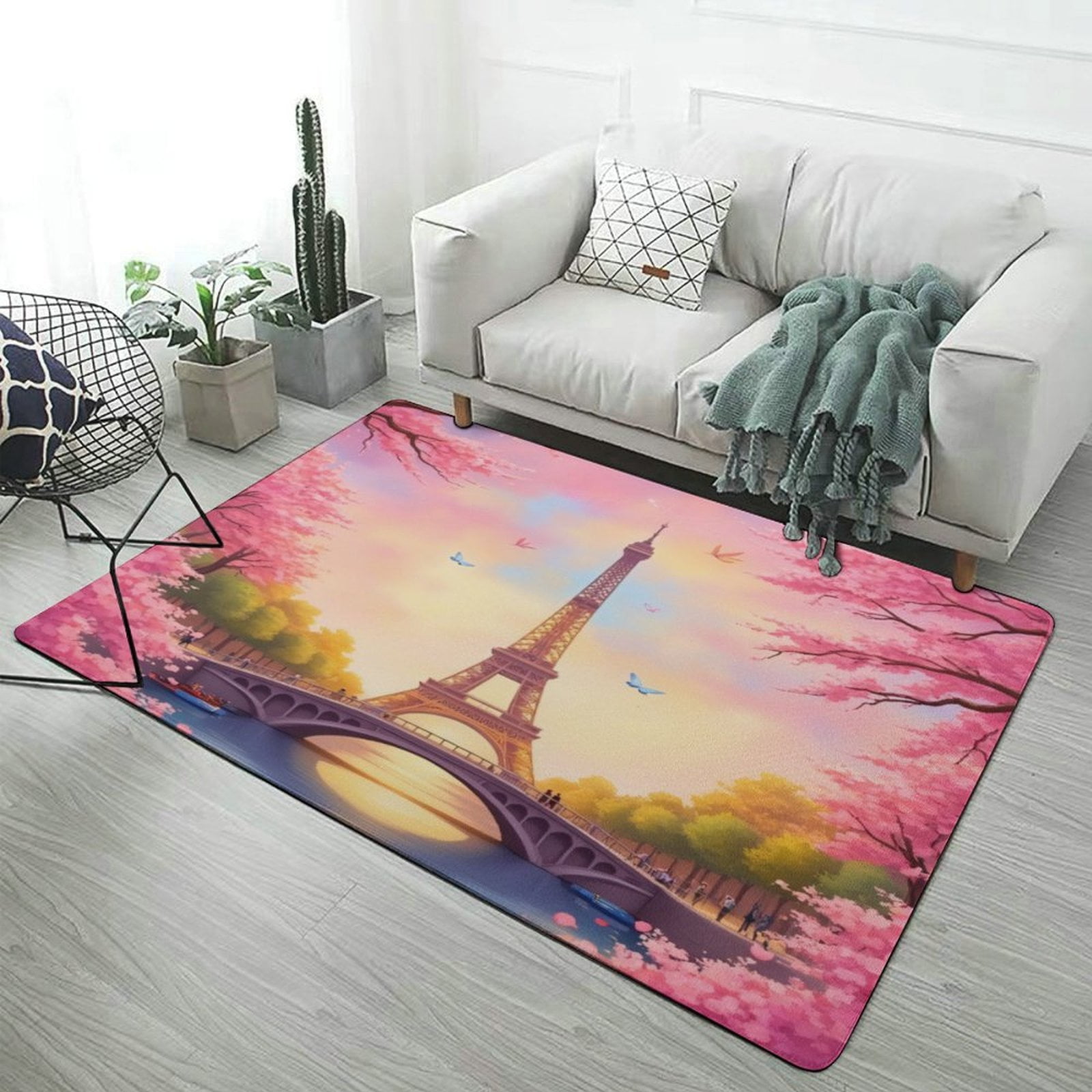 Paris Spring Eiffel Tower Bridge Carpet for Home Decoration Rugs for ...