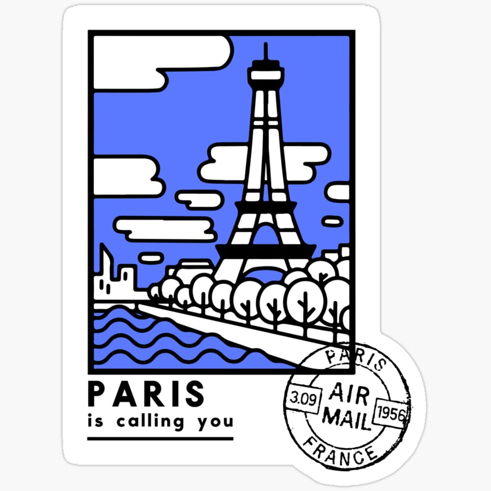 Paris Stamp Sticker Phone Decal Water Bottle Stickers Car Decals ...