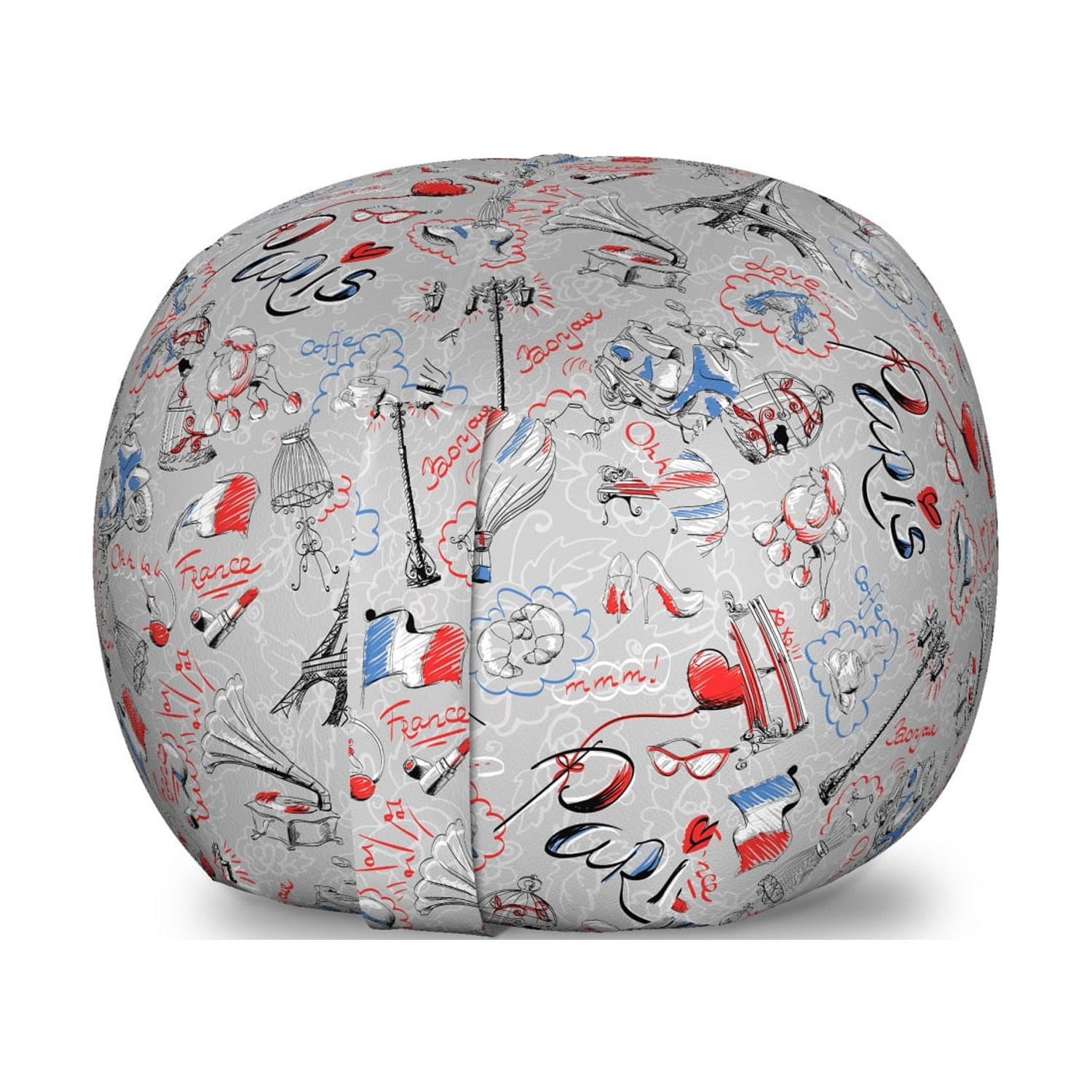 Paris Storage Toy Bag Chair, France Themed Image with French Flag Dogs ...