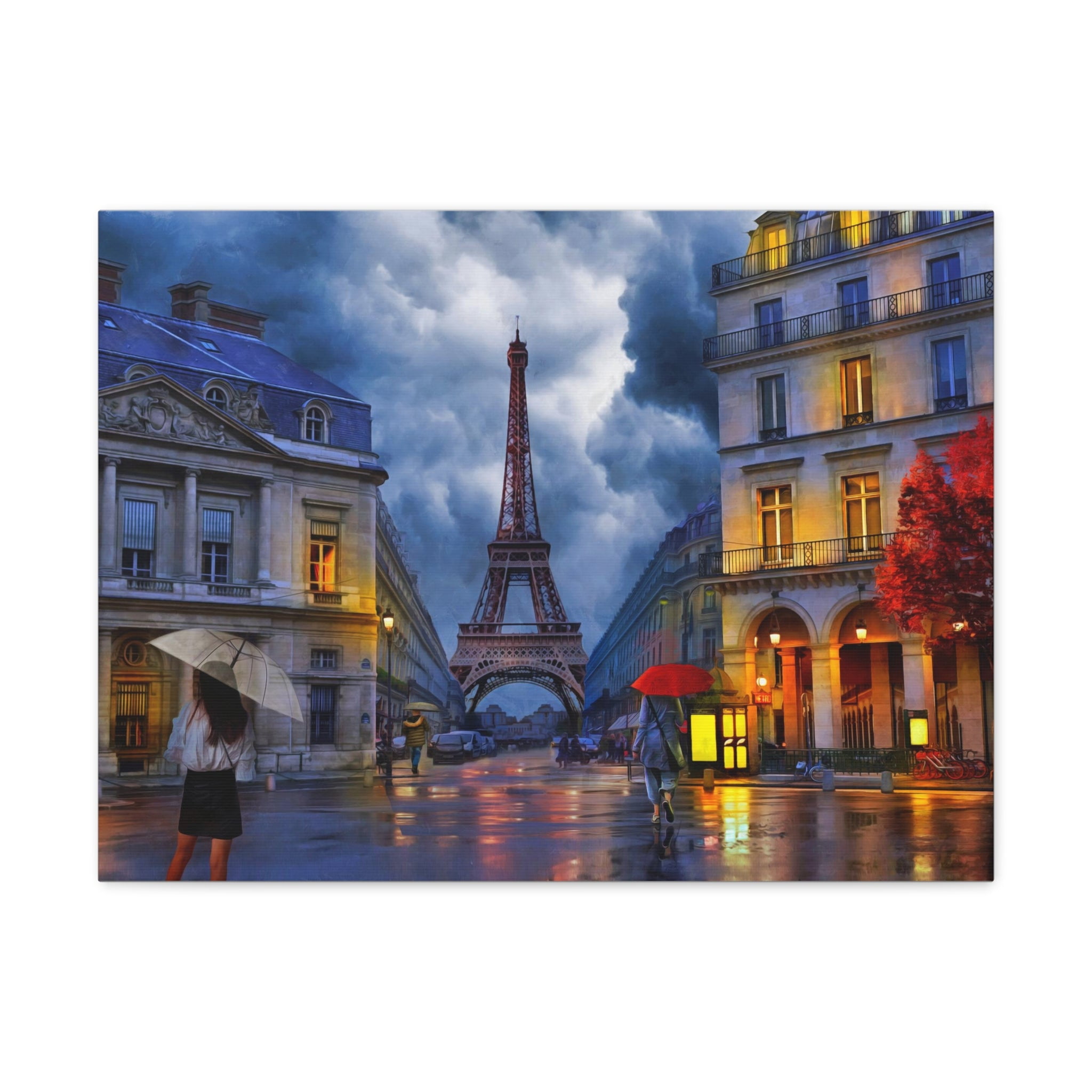 Paris Street View Red Umbrella Eiffel Tower France Canvas Artwork ...