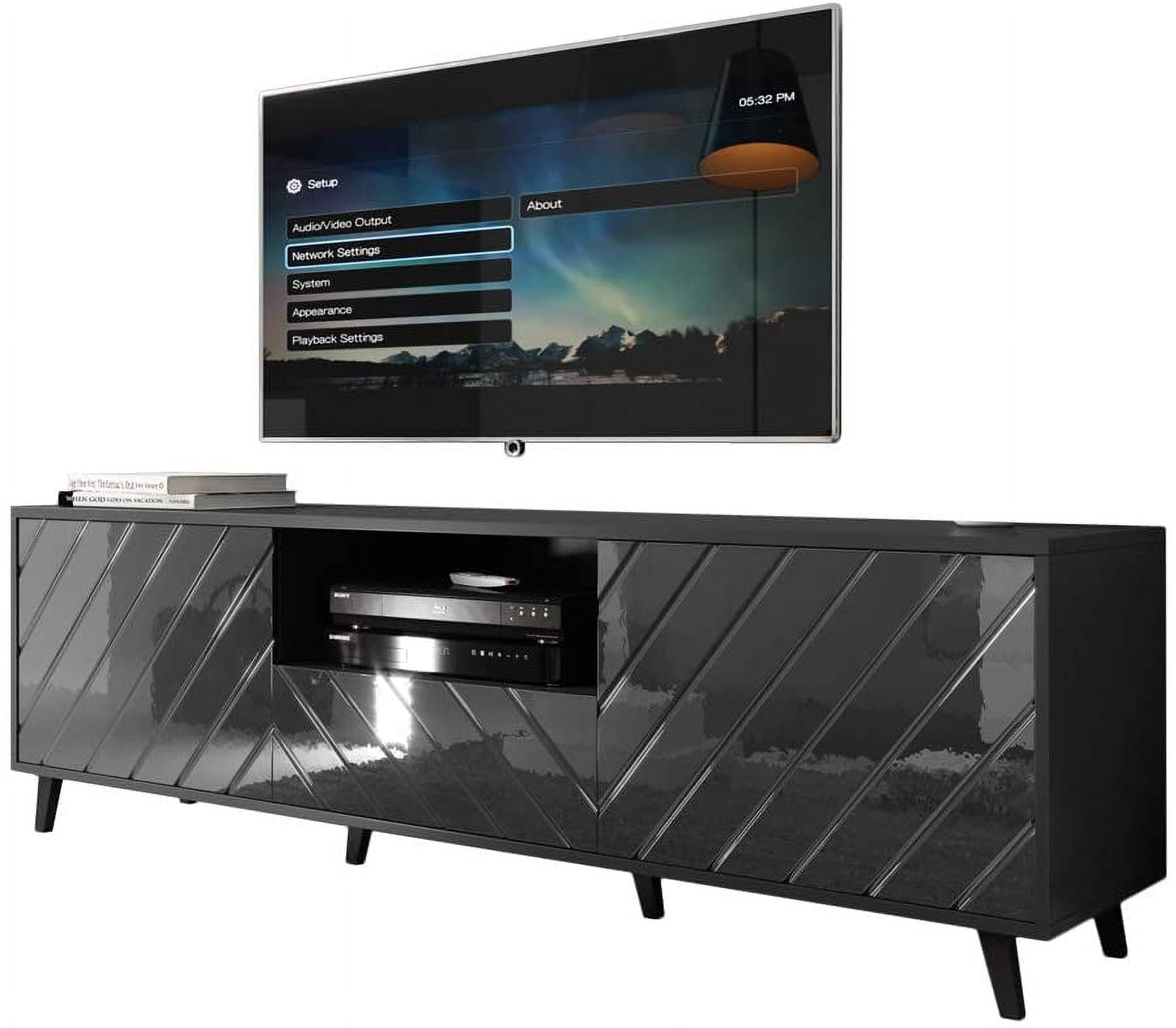 Paris TV Stand for TVs up to 80", Mid-Century Modern High Gloss 71 ...
