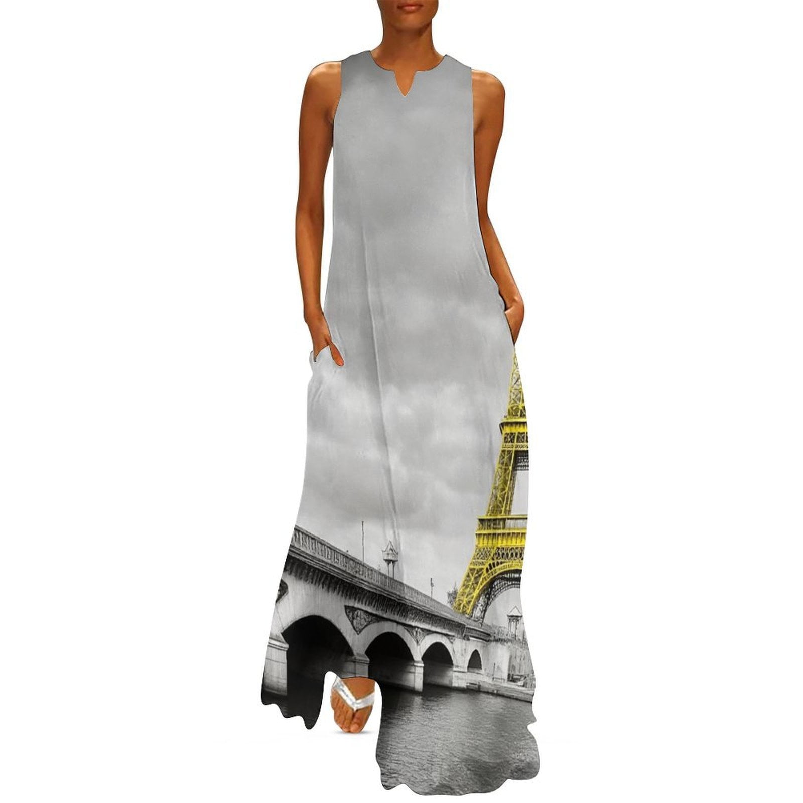 Paris Tower City Landscape Long Dress luxury evening dresses women ...