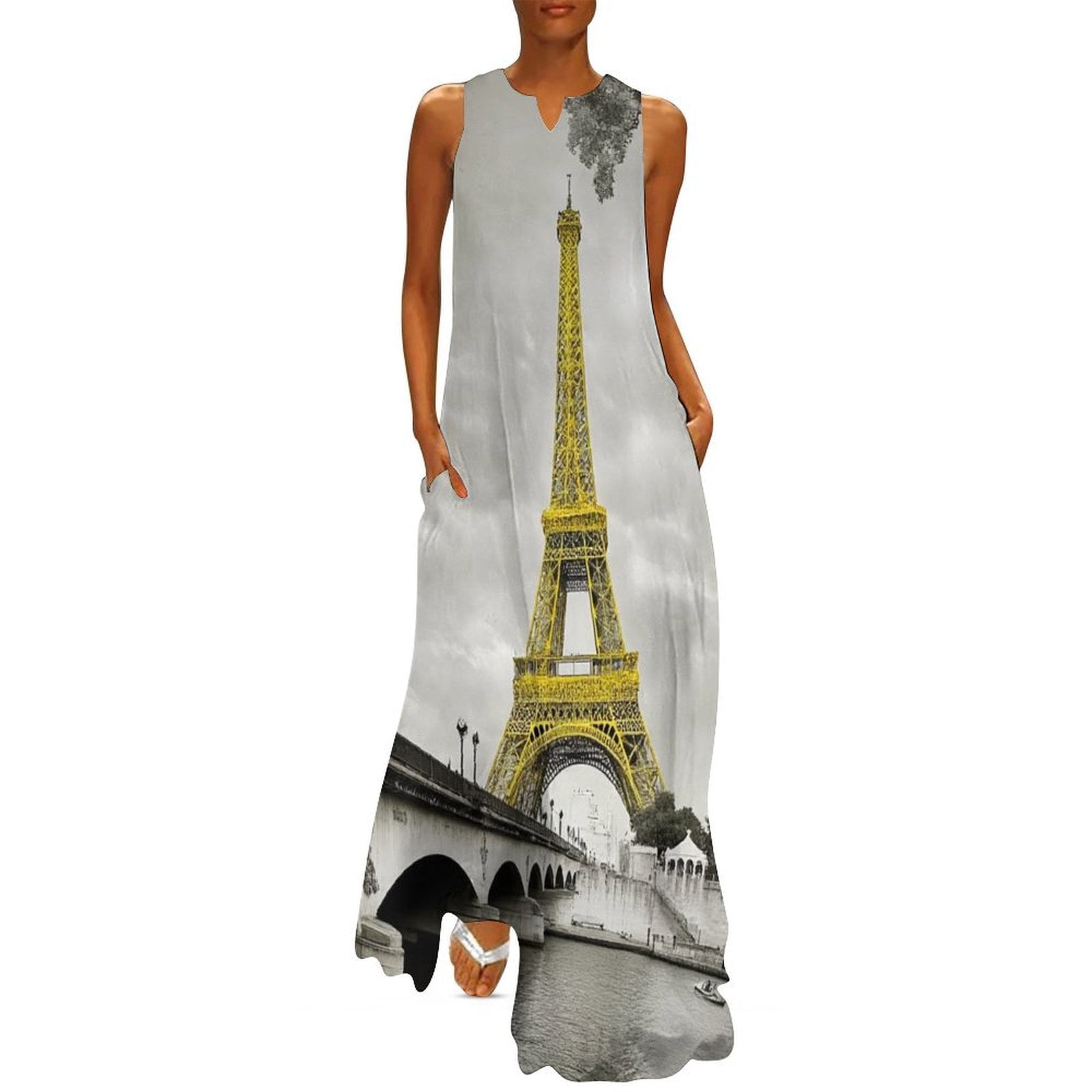 Paris Tower City Landscape Long Dress luxury evening dresses women ...