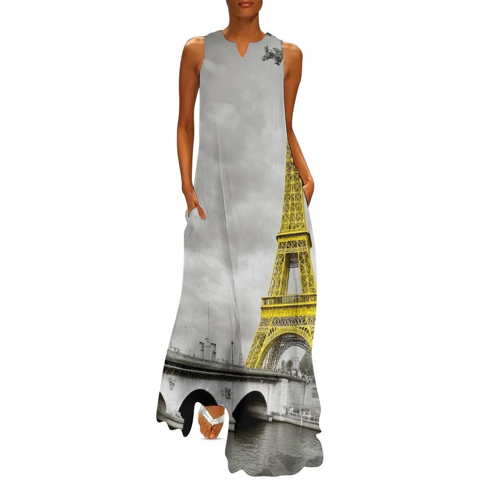 Paris Tower City Landscape Long Dress luxury evening dresses women ...