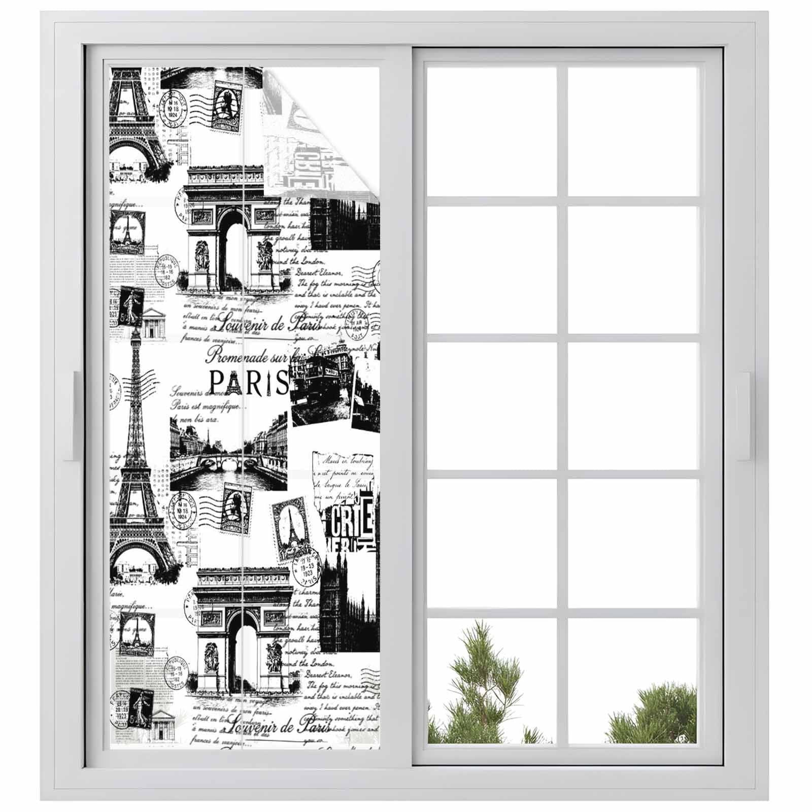 Paris Tower Window Privacy Film, Vintage Architectural Hand-Painted ...