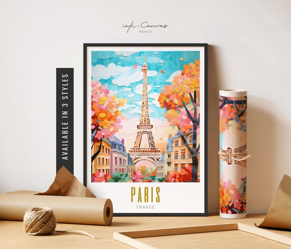 Paris Travel Poster Paris Poster Eiffel Tower Wall Art Paris France ...