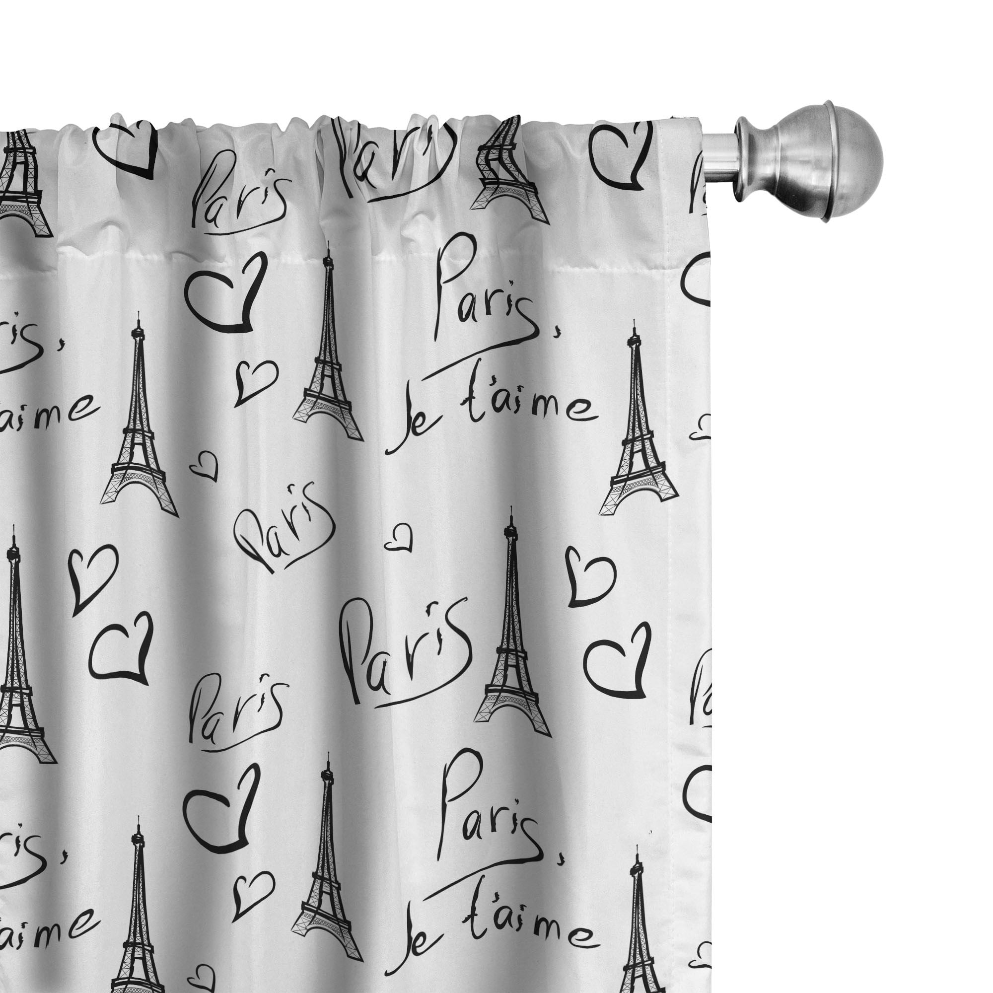 Ambesonne Paris Window Curtains, Eiffel Je T'aime Doodle, Each 28" W x ...