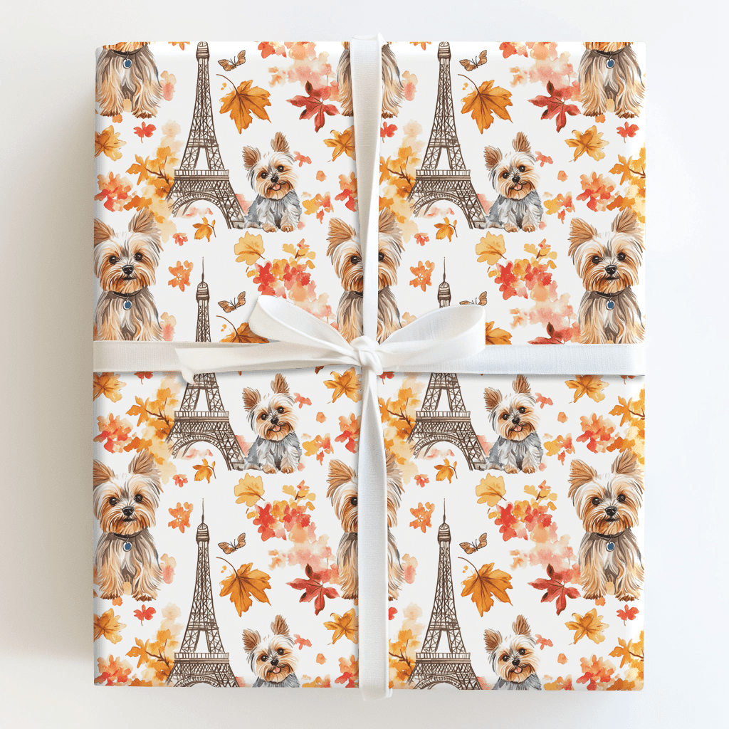 Paris with the Yorkies - Christmas Wrapping Paper Roll - Gift Wrap for ...