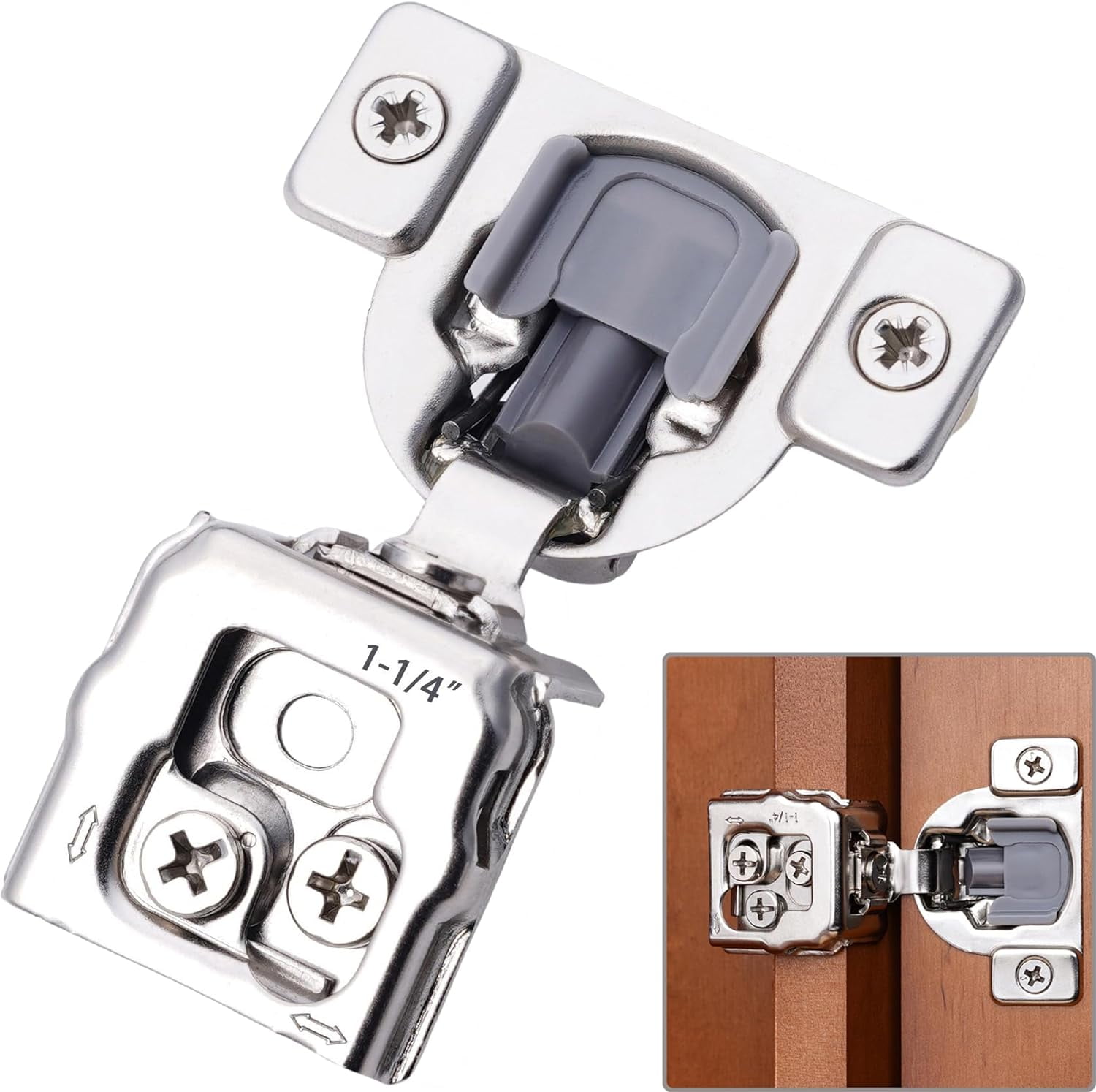 ParisRhone 50 Pack 1-1/4" Overlay Soft Close Cabinet Hinges for Kitchen ...