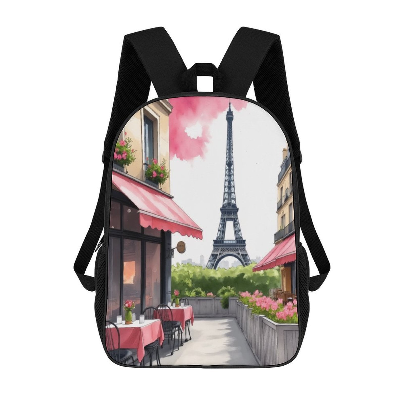Parisian Cafe And Eiffel Tower 3D Print 17in adolescent Backpack ...