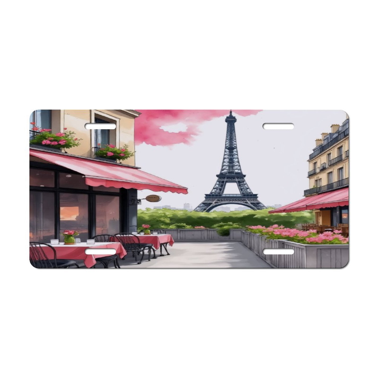 Parisian Cafe And Eiffel Tower Car Decorative Front License Plate ...