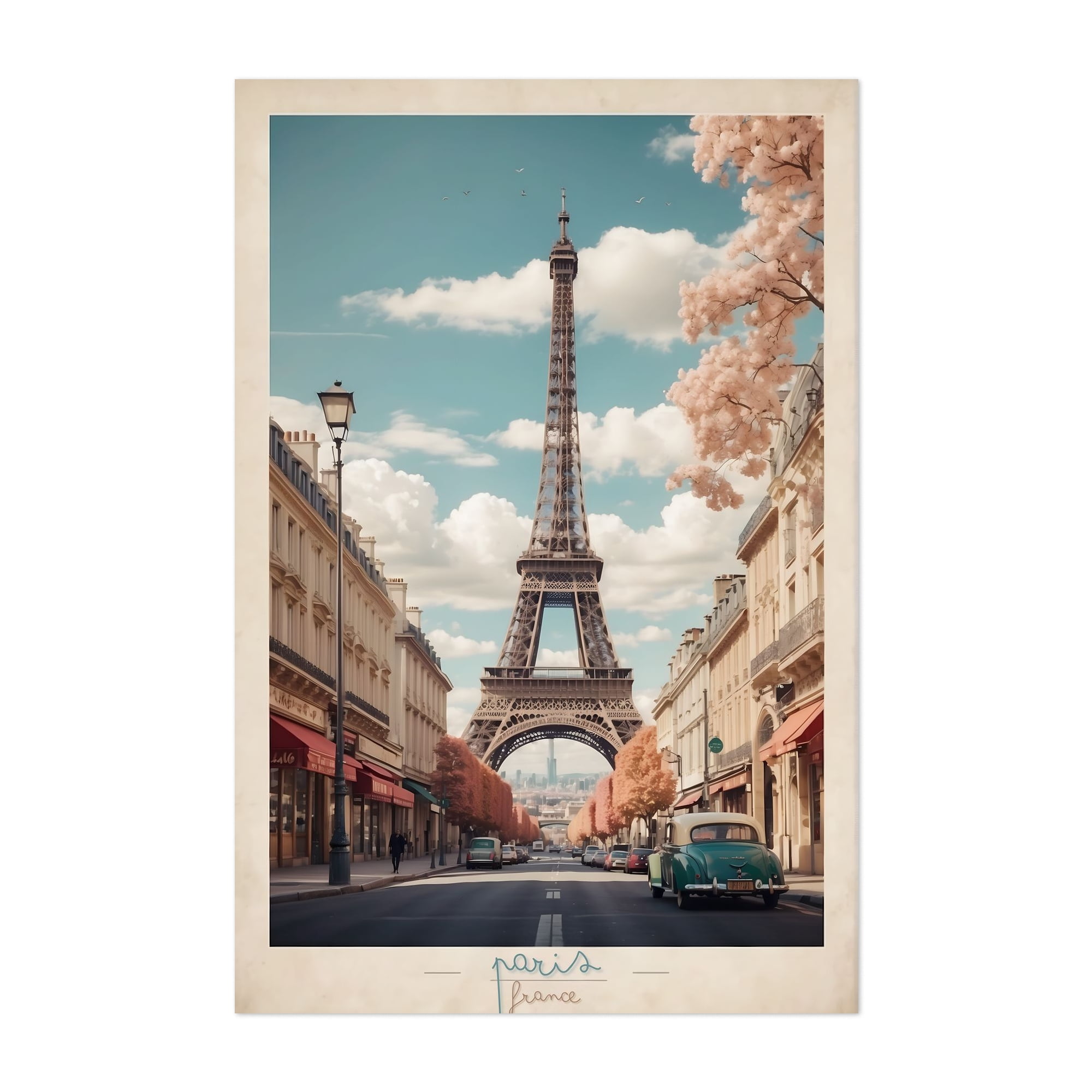 Parisian Elegance: Vintage Travel Poster - Paris Île-de-France France Illustration Unframed Wall ...