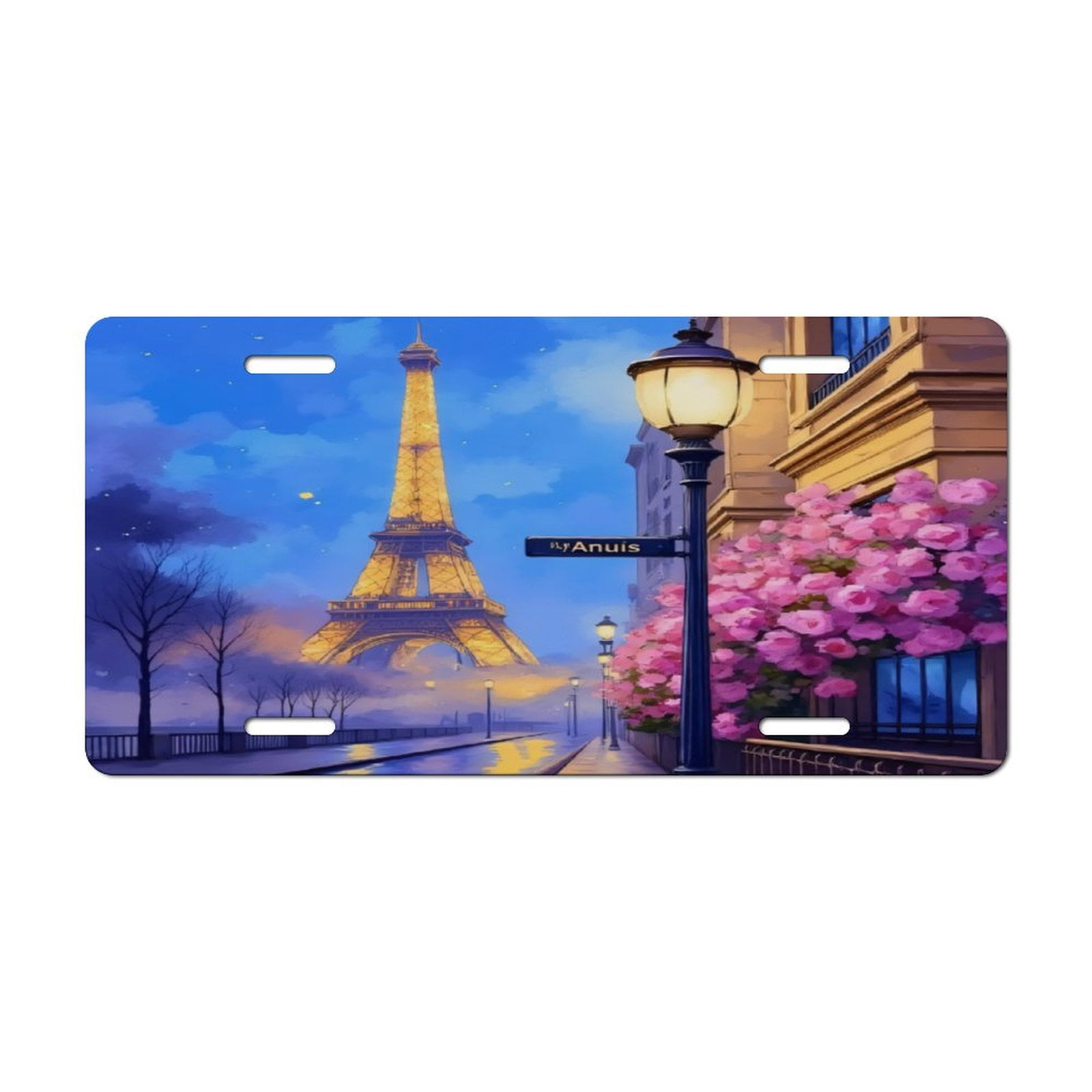 Parisian Night with Eiffel Tower License Plate Lightweight Aluminum ...
