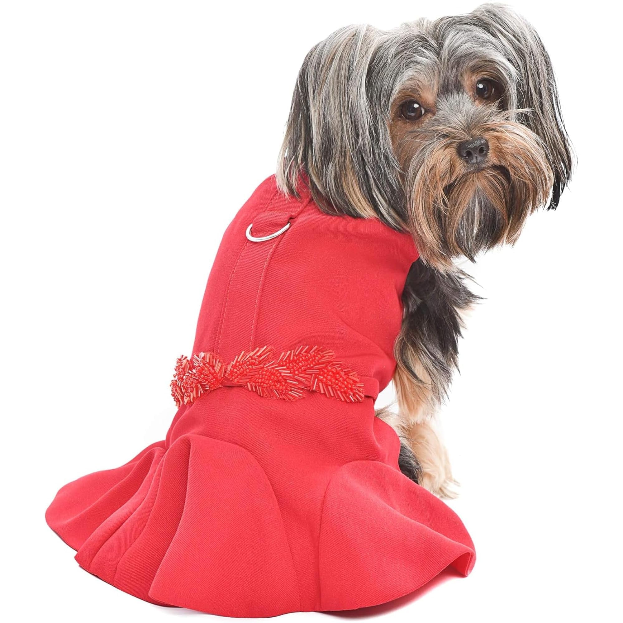 Parisian Pet Red Dog Dress - Embellished Dog Christmas Outfit - Stylish ...